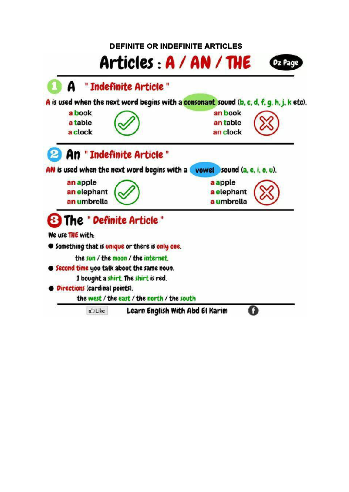 Explanation Definite OR Indefinite Articles - DEFINITE OR INDEFINITE ...