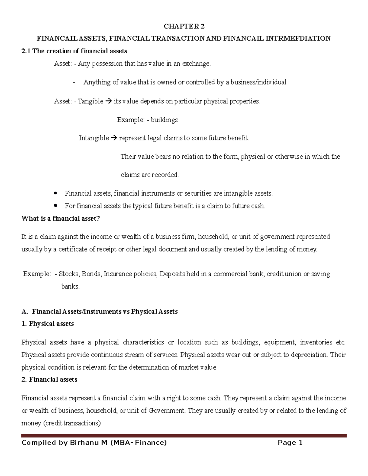 FMI C2 - best leraning material for accounting students - CHAPTER 2 FINANCAIL ASSETS, FINANCIAL ...