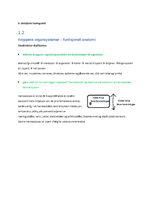1.2 Kroppens organsystemer - funksjonell anatomi - 1 .2 Kroppens ...