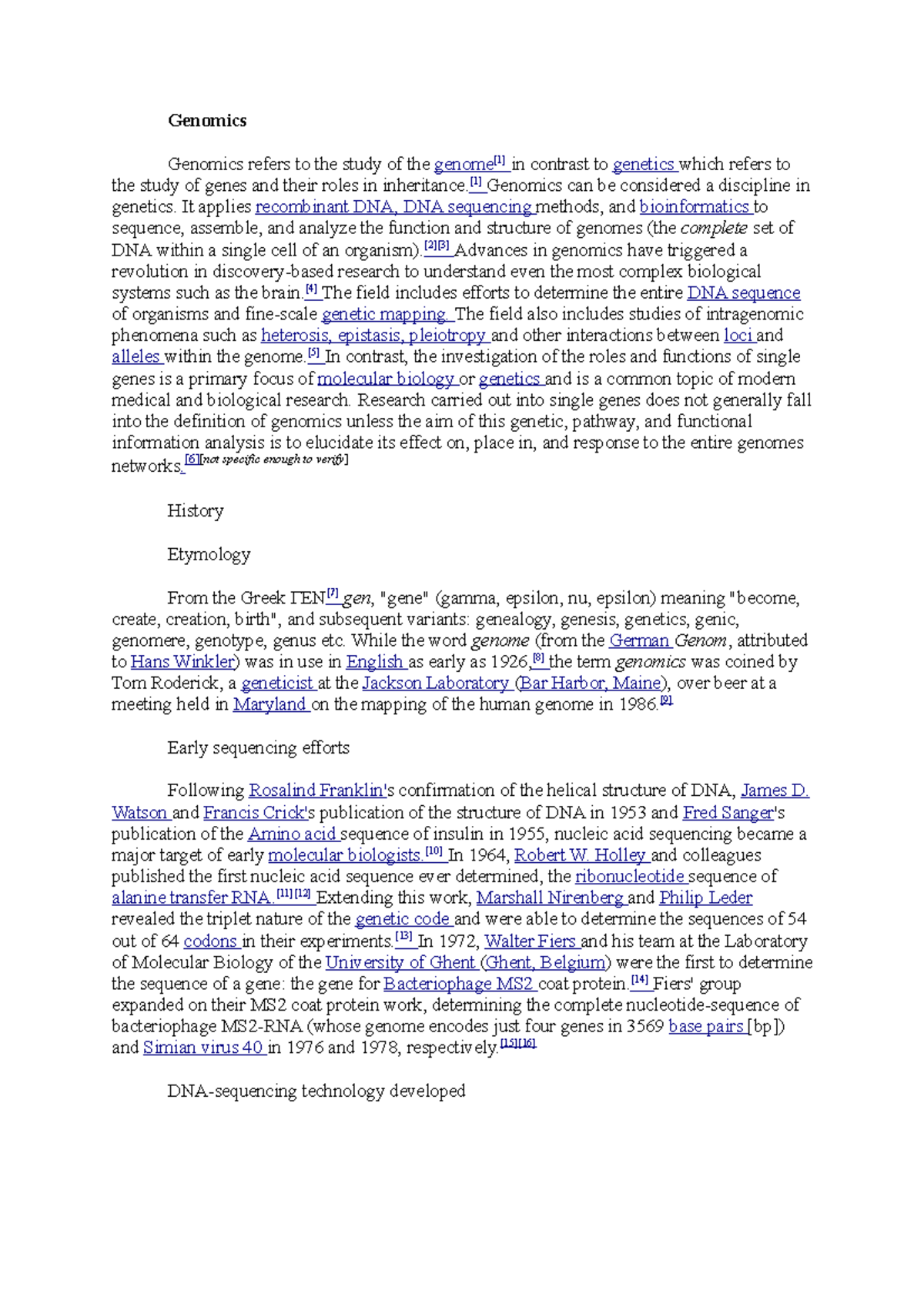 Genomics - Lecture notes 1-3 - Genomics Genomics refers to the study of ...
