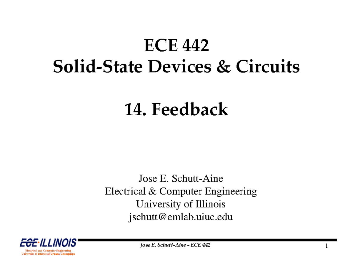 ECE 442 Feedback - yes - ECE 442ECE 442 Solid‐State Devices & Circuits ...