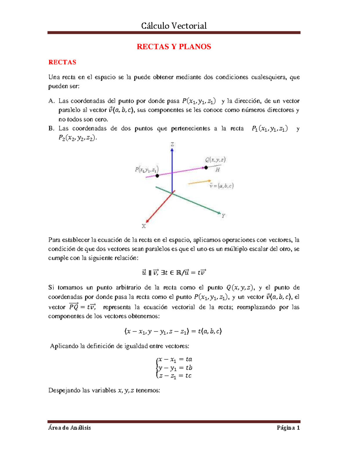 Clase 3 Rectas y Planos en R3 - RECTAS Y PLANOS RECTAS Una recta en el ...