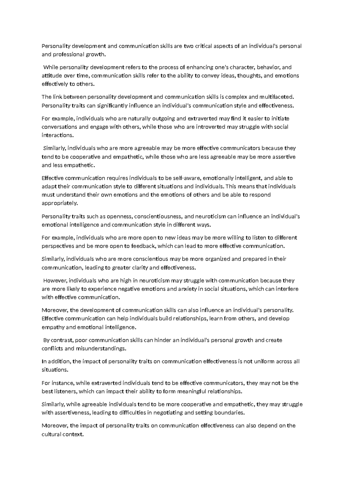 Personality development note - While personality development refers to ...
