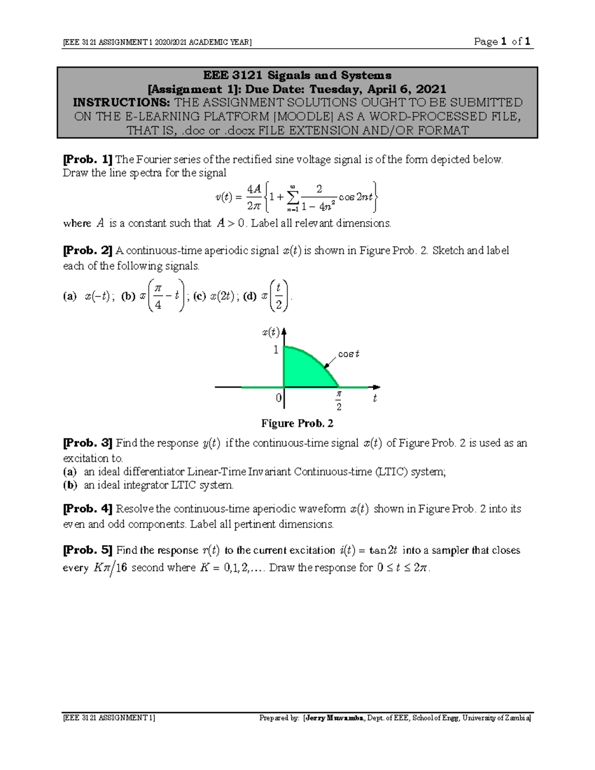EEE 3121 Assignment 1 [2020-2021 Academic Year] - [EEE 3121 ASSIGNMENT ...