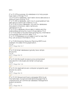 01 - Question bank - Database Processing, 13e (Kroenke/Auer) Chapter 1: Introduction 1) The ...