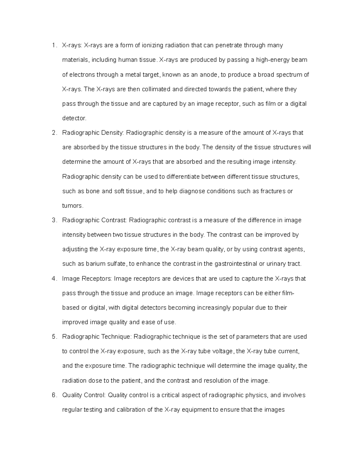 Radiographic Physics notes 1 - X-rays: X-rays are a form of ionizing ...