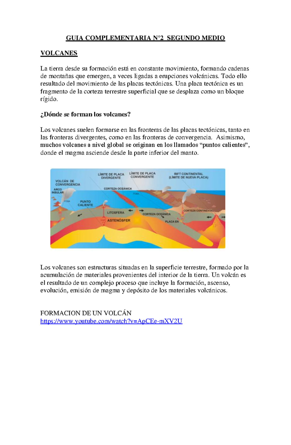 Guia complementaria n°1 segundo medio - GUIA COMPLEMENTARIA N°2 SEGUNDO MEDIO VOLCANES La tierra ...