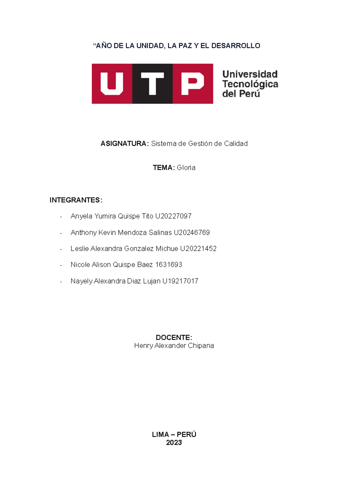 Tarea Semana 3 - mklml-ñ - “AÑO DE LA UNIDAD, LA PAZ Y EL DESARROLLO ...