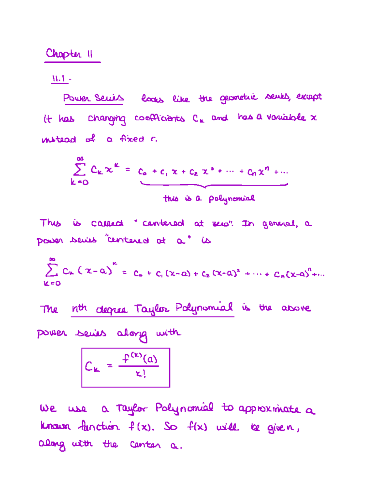 MAT132 CH11 Additional Notes FA22 3 - Chapter 11 11 I Power Series ...