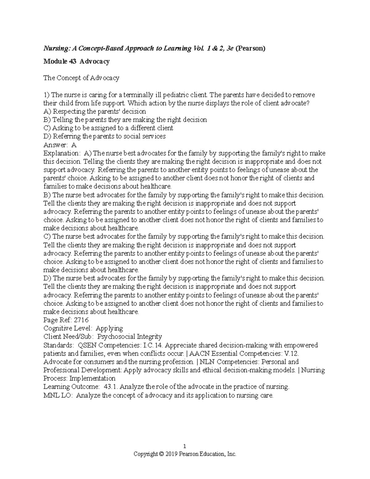Module 43 test bank and rationale - Nursing: A Concept-Based Approach ...