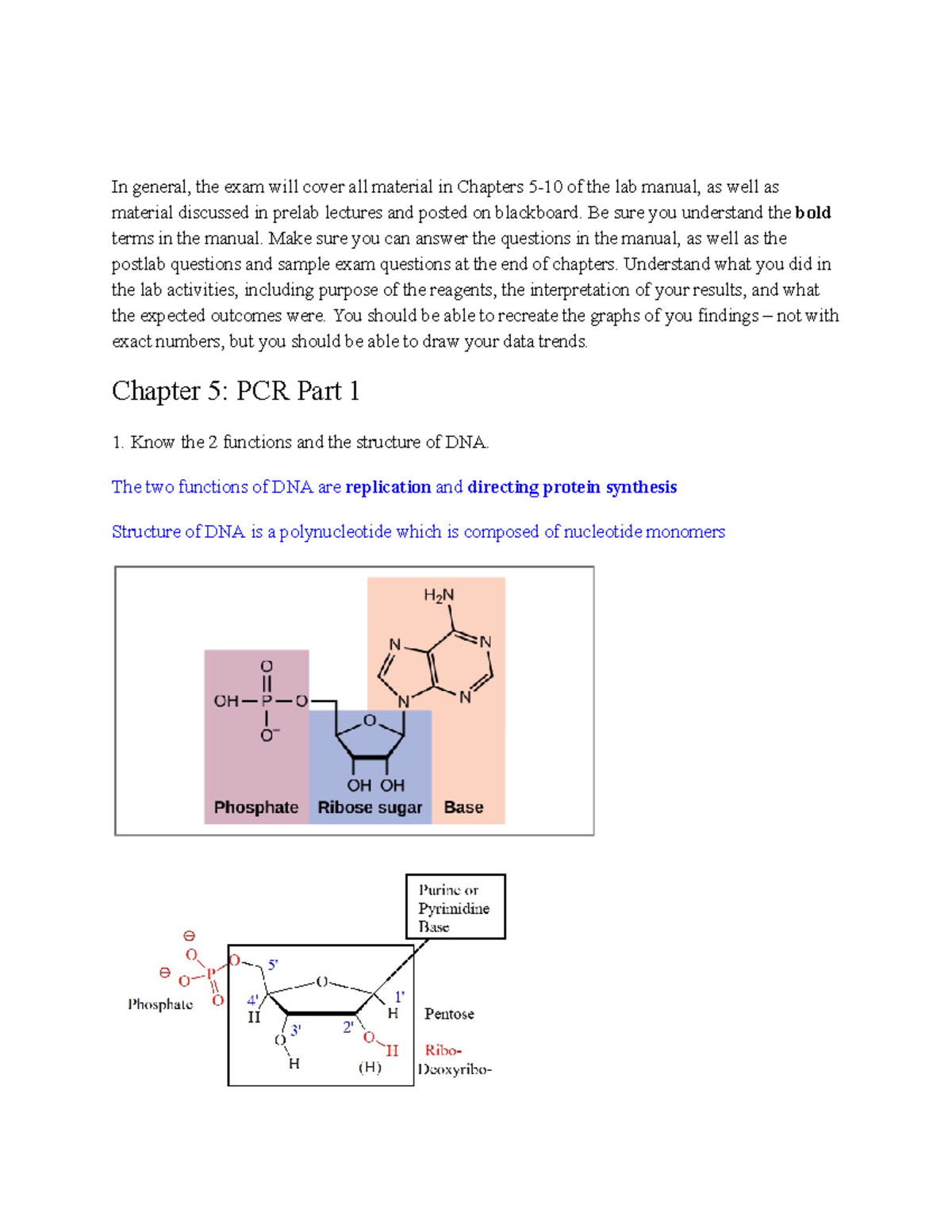 Bio lab final study guide - In general, the exam will cover all ...