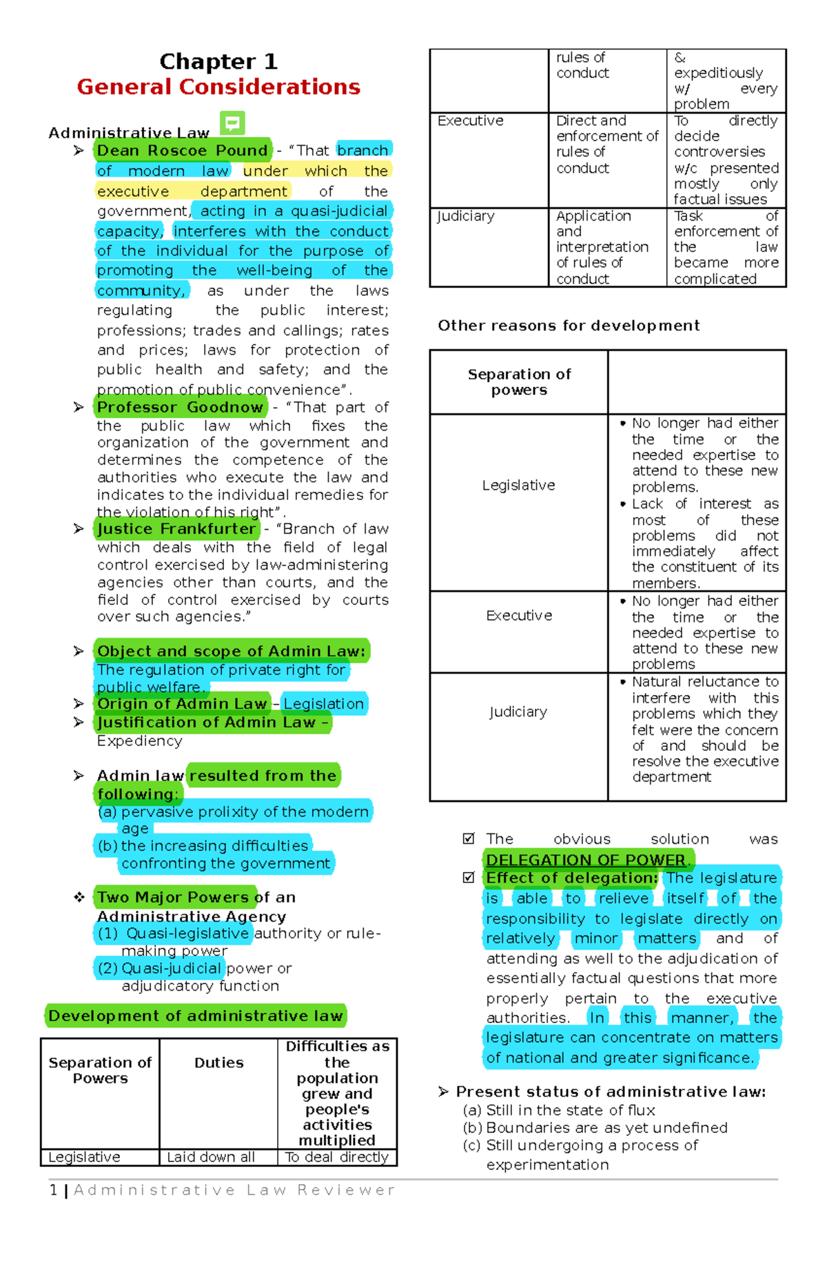 Administrative Law Reviewer Finals 1 - Chapter 1 General Considerations Administrative Law Dean ...