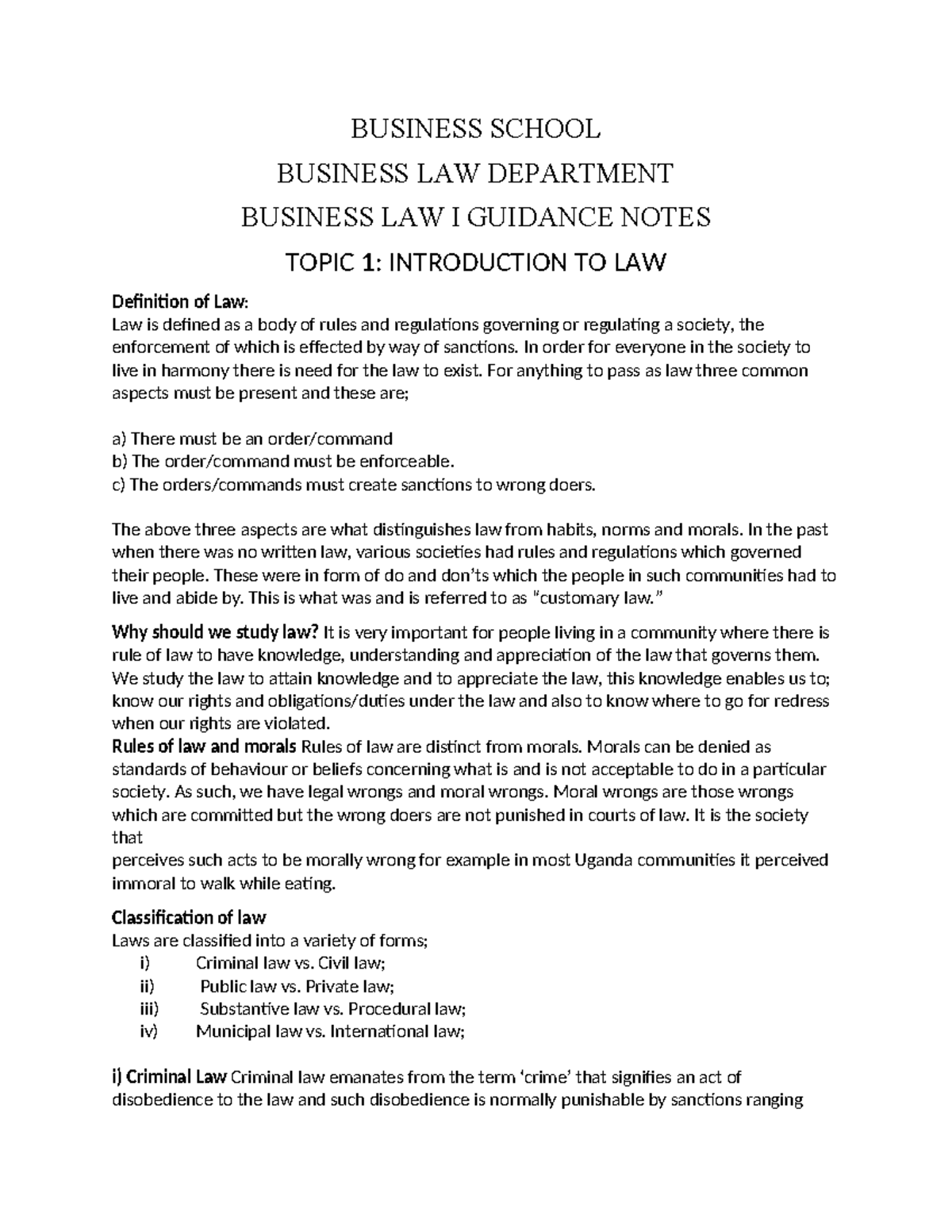 Business School LAW - Study pack - BUSINESS SCHOOL BUSINESS LAW ...