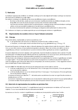 Calcul scientifique 2223 - Intervalle de représentation en précision ...