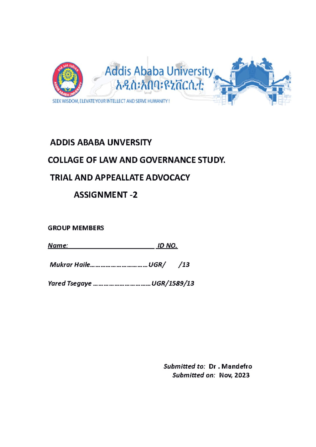 client attorney contract in ethiopia - ADDIS ABABA UNVERSITY COLLAGE OF ...