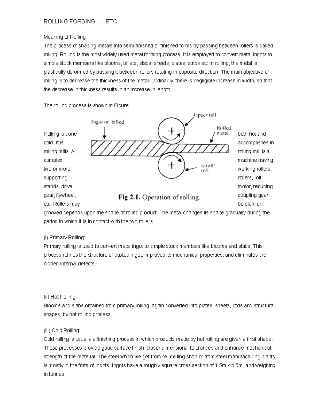 Rolling forging - Nice - Meaning of Rolling: The process of shaping ...