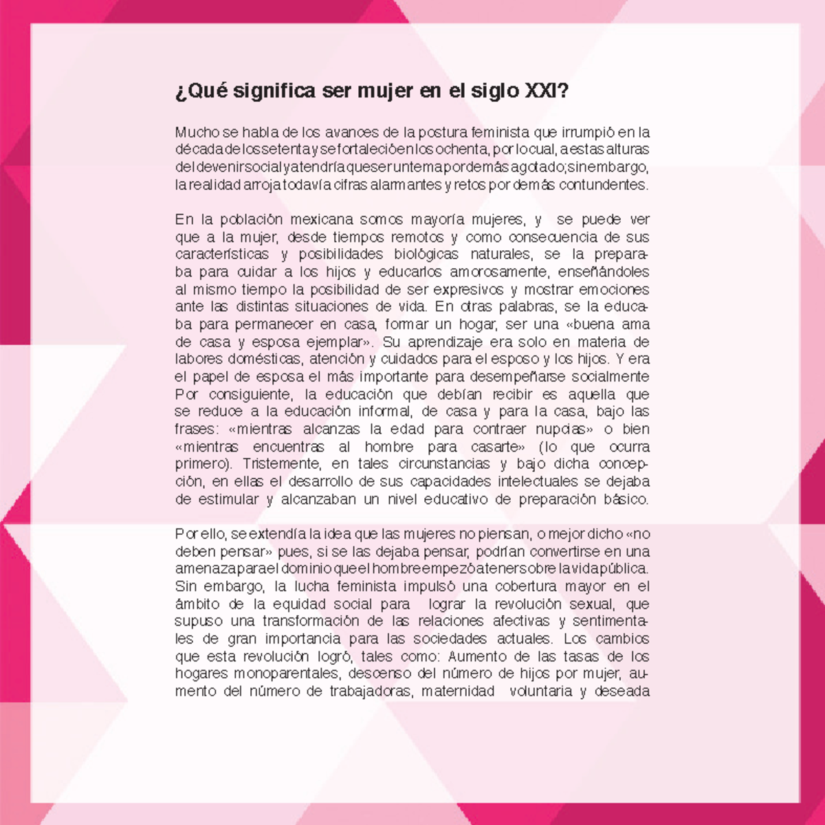 Texto - mlnl - ¿Qué significa ser mujer en el siglo XXI? Mucho se habla ...