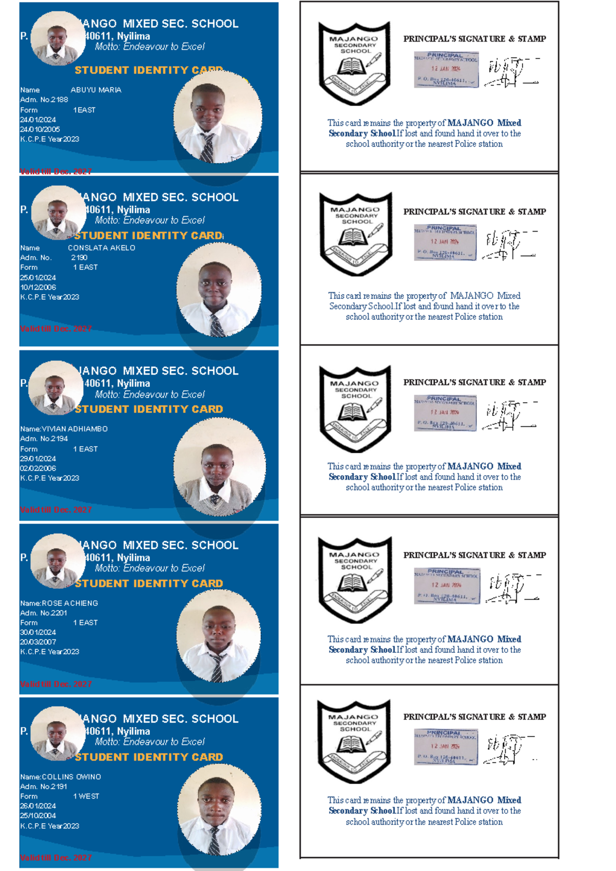 ict technology - PRINCIPAL’S SIGNATURE & STAMP This card remains the ...