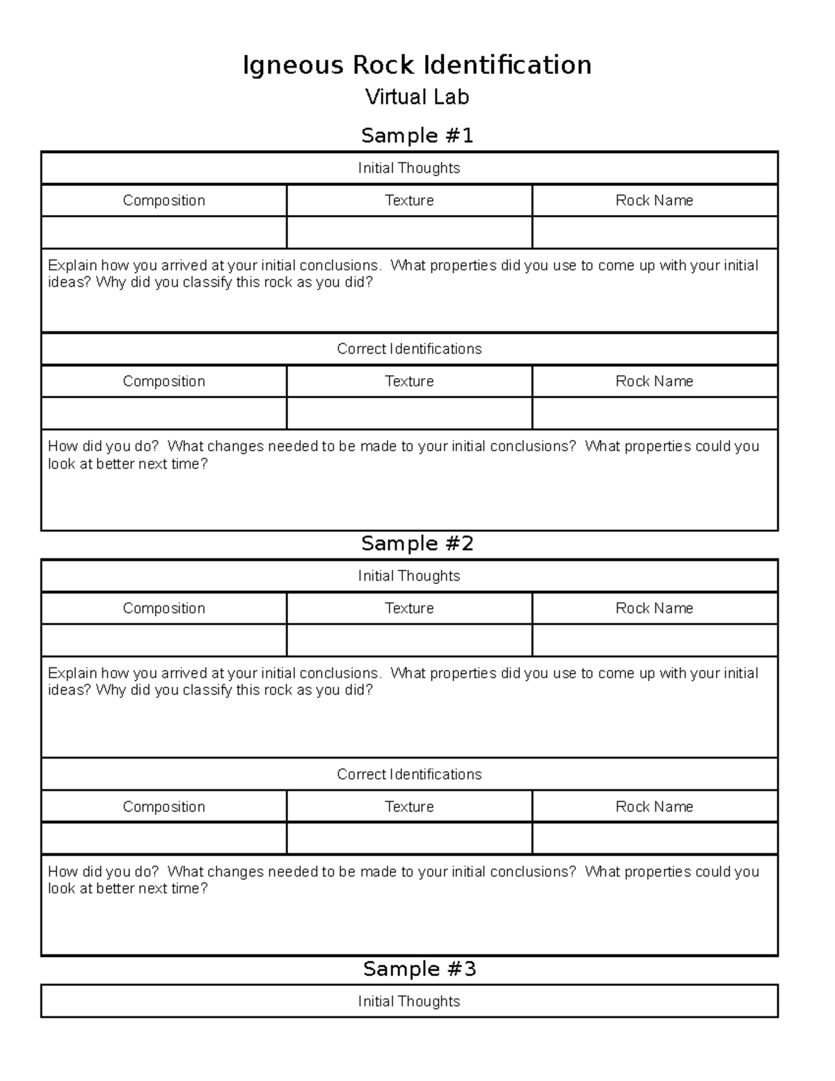 Igneous Rocks - Virtual ID Lab - Igneous Rock Identification Virtual ...
