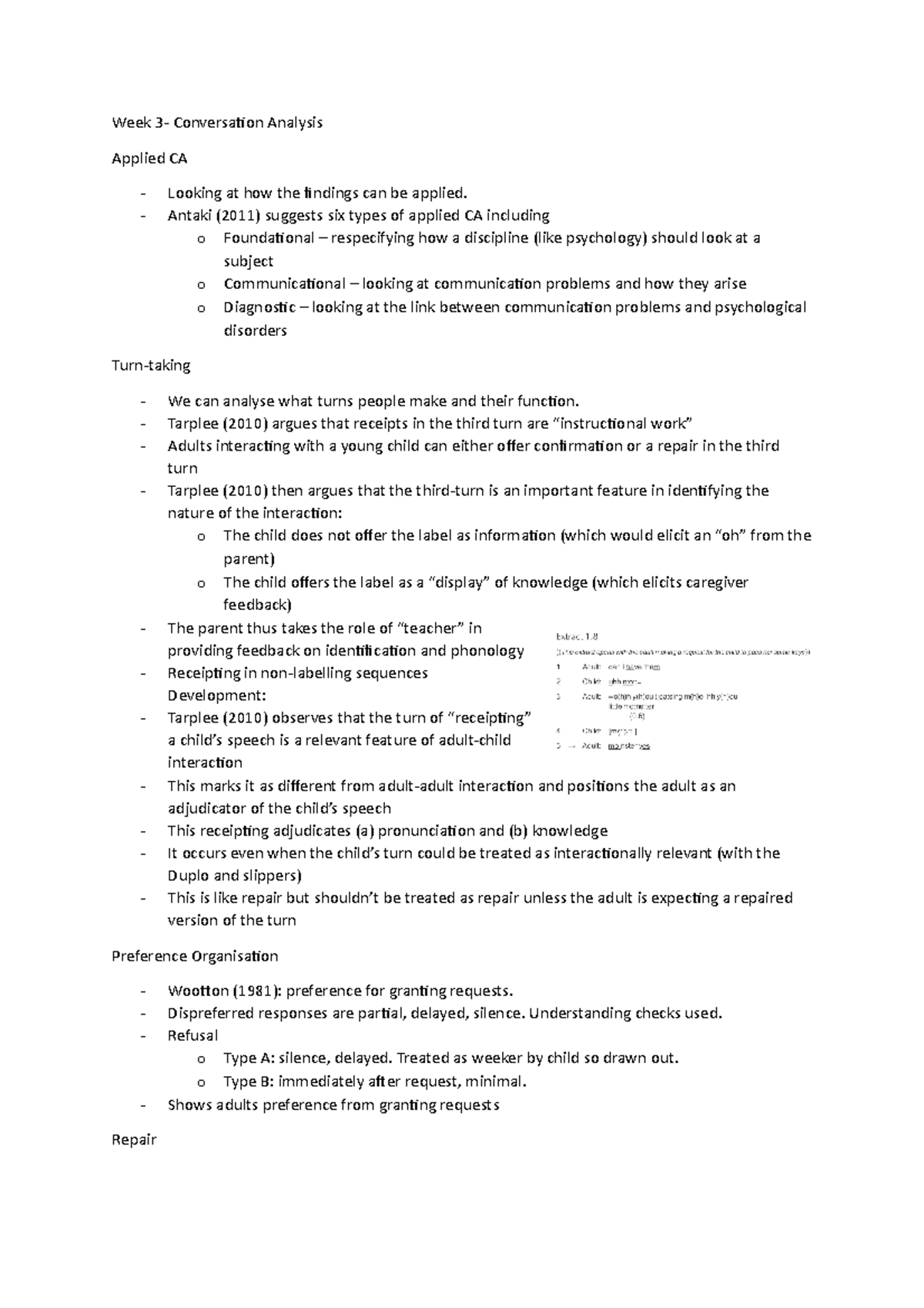 Week 3- Conversation Analysis - Week 3- Conversation Analysis Applied ...