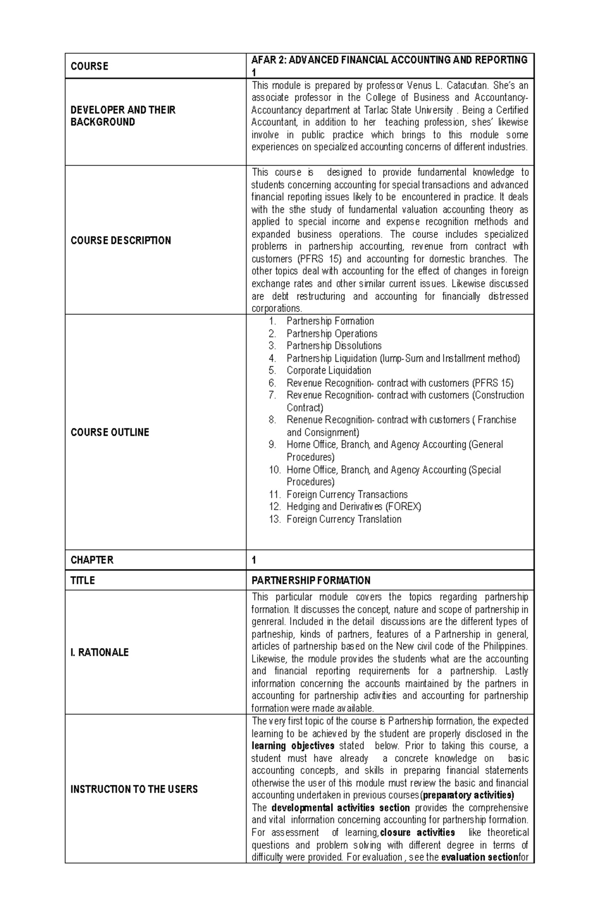 Afar 2 module ch 1 - advance financial accounting and reporting ...