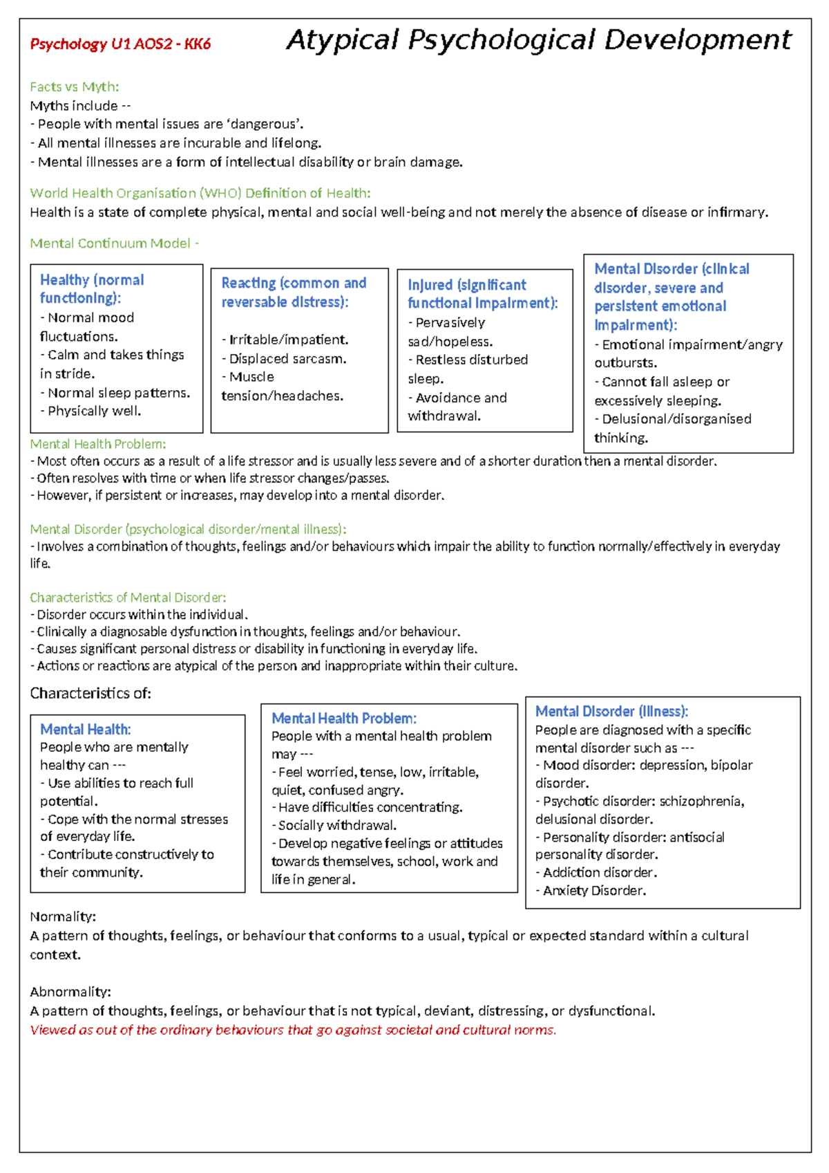 Atypical Psychological Development - KK6 - Psychology U1 AOS2 - KK6 ...