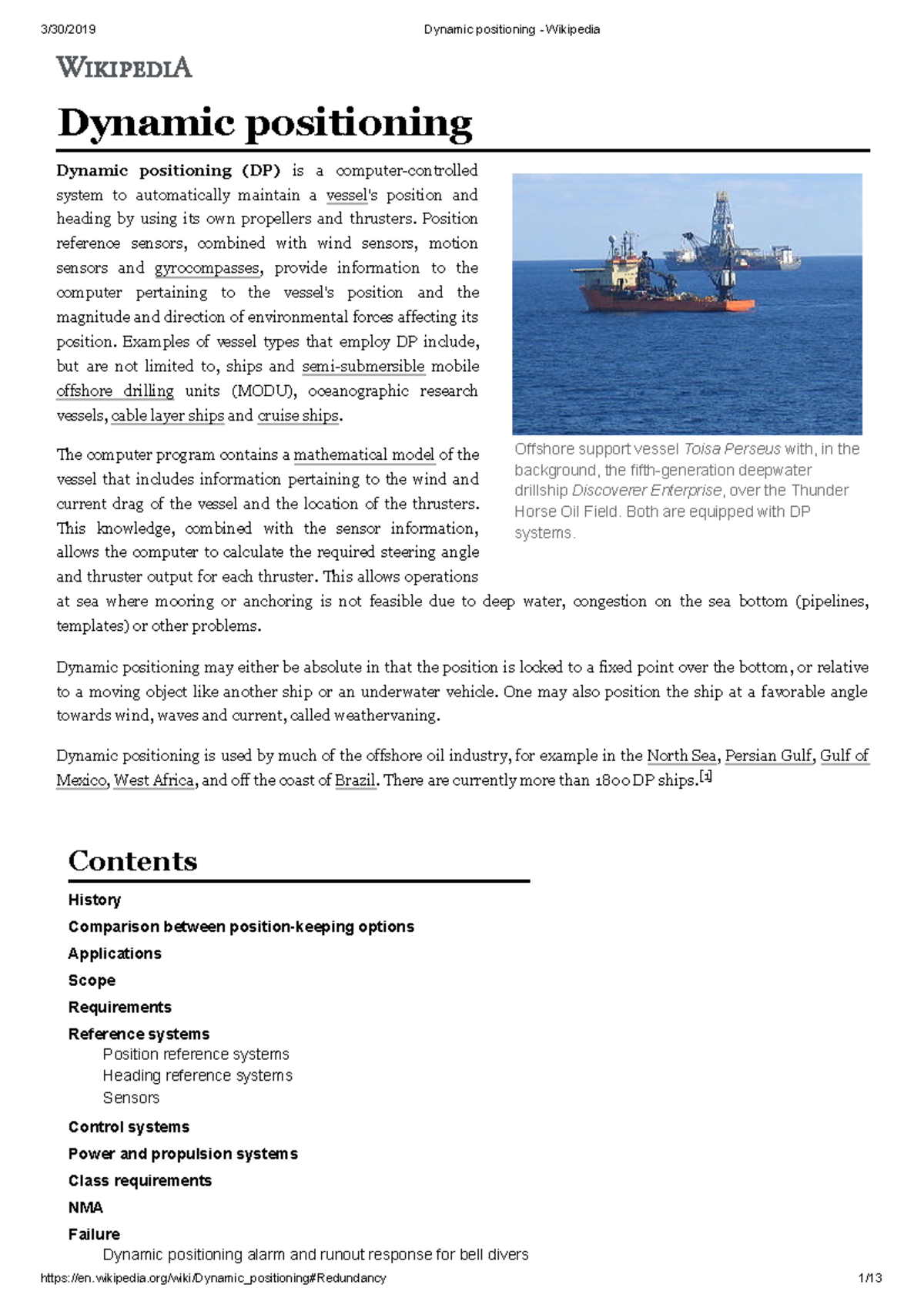 Dynamic positioning - Wikipedia - includes Redundancy - Dynamic ...