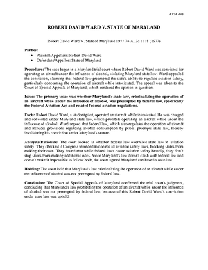 Case Brief AVIA448 - AVIA 448 CASE BRIEF TEMPLATE Delete bracketed ...