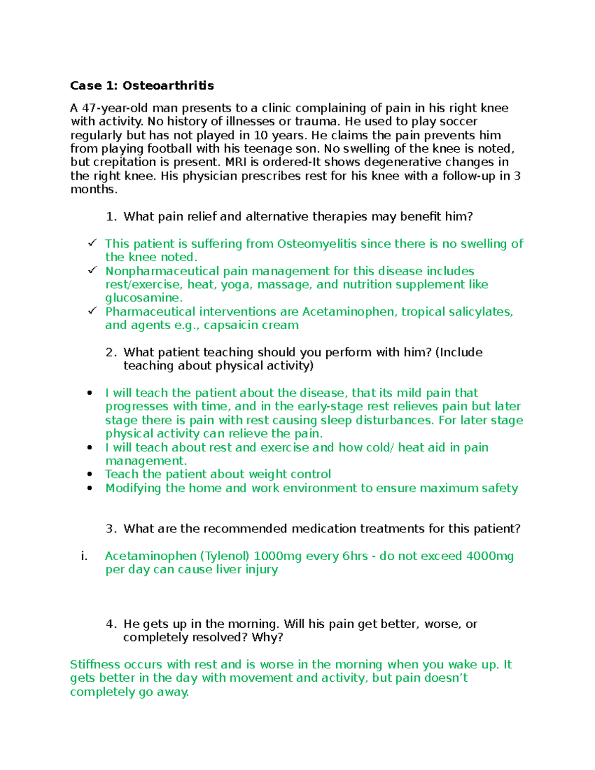 Arthritis and Lupus case Study - Case 1: Osteoarthritis A 47-year-old ...