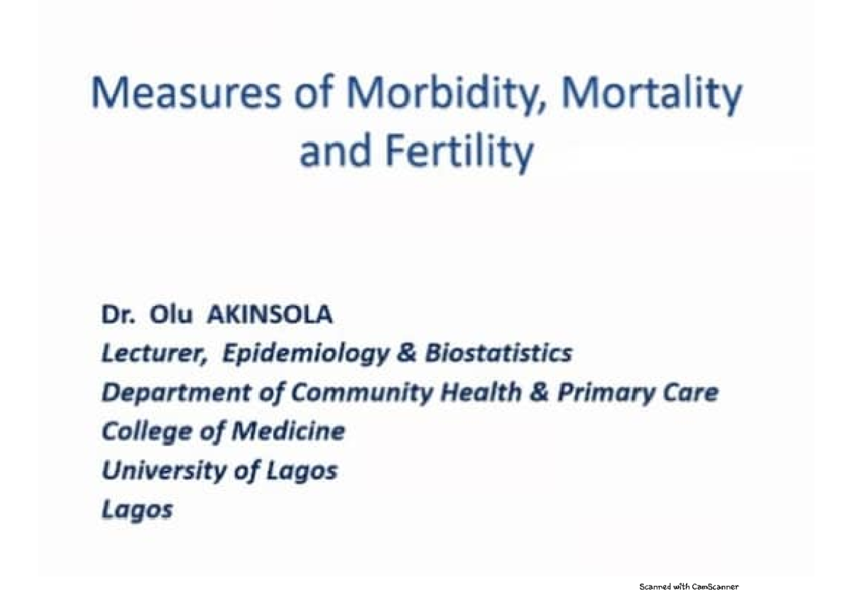 2.Measures of morbidity,mortality and fertility - Mental Health Nursing ...