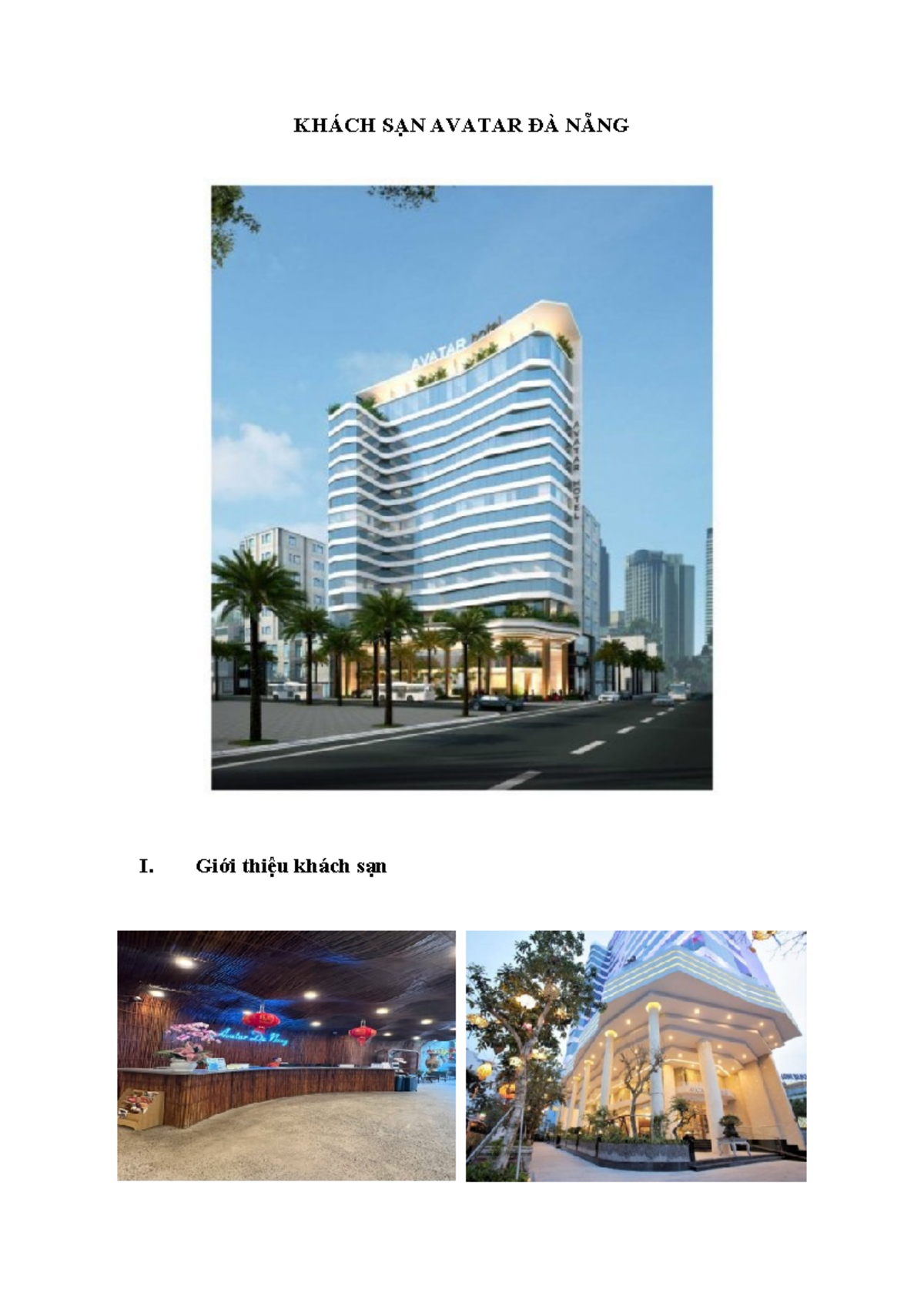 Avatar - hay - KHÁCH SẠN AVATAR ĐÀ NẴNG I. Giới thiệu khách sạn Tên ...