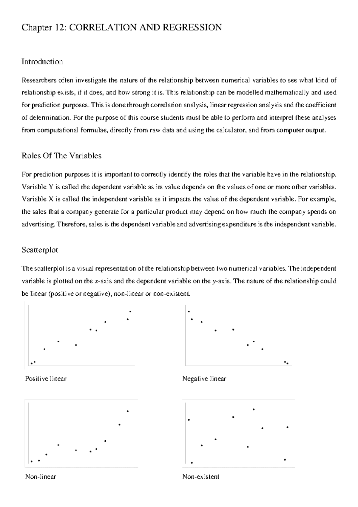 Chapter 12 lecture notes - Chapter 12 : CORRELATION AND REGRESSION ...