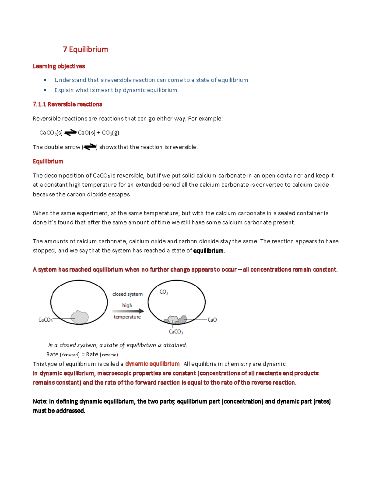 7 Equilibrium revised - 7 Equilibrium Learning objectives Understand ...