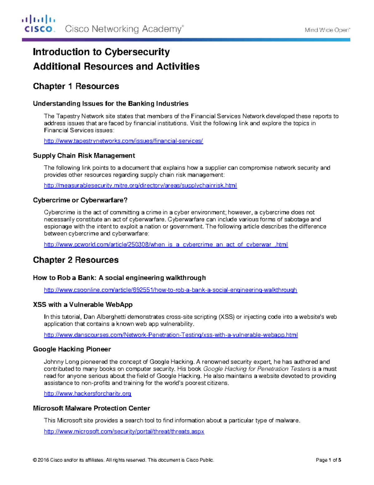 Intro Cybersecurity - Additional Resources and Activities ...