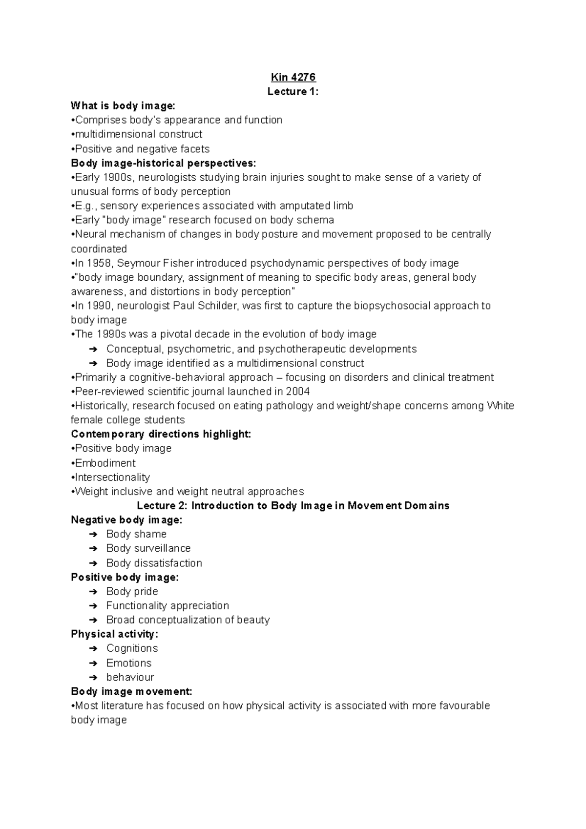 KIN 4276 - these are the lectures notes of kin 4276, from the study ...