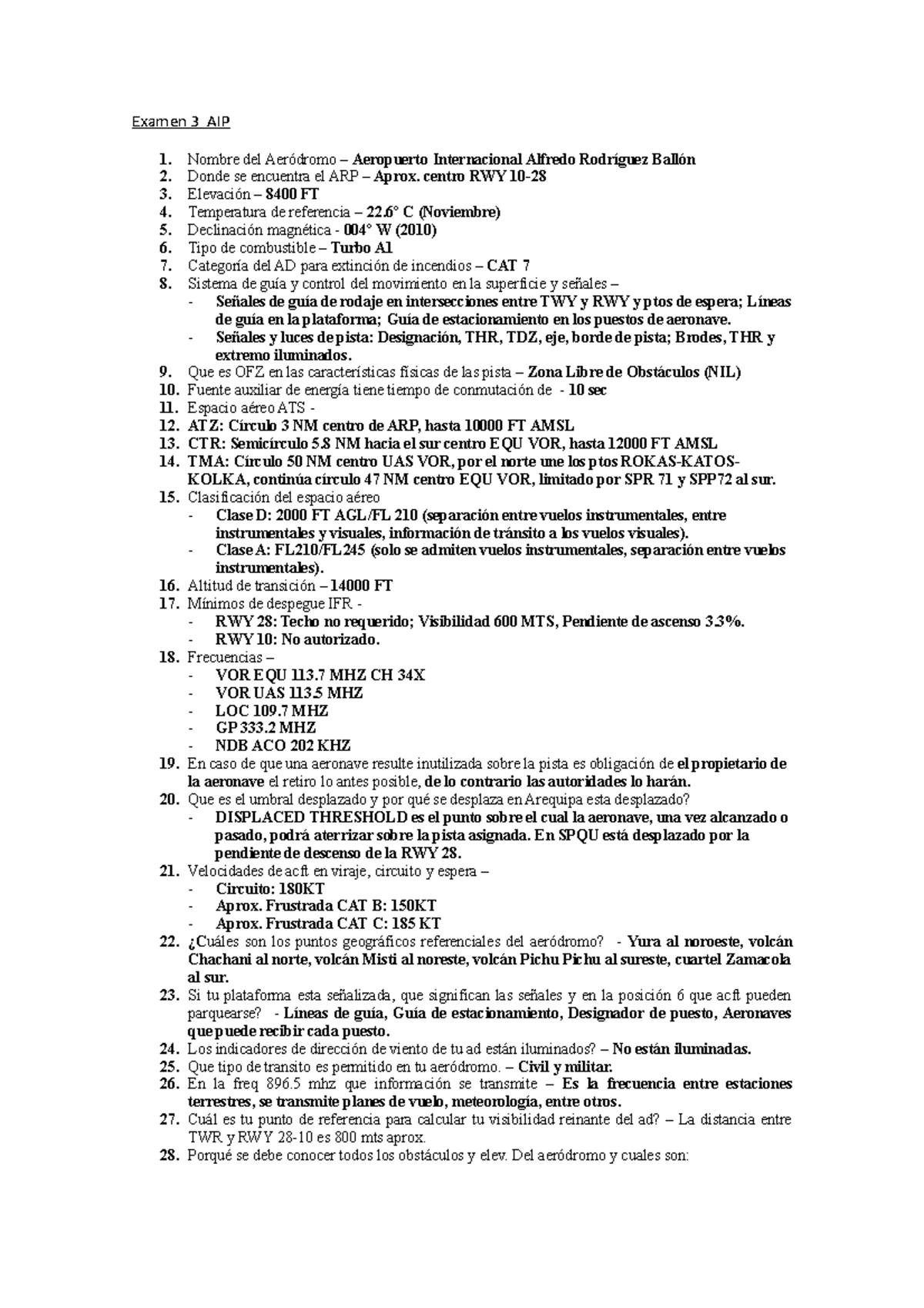 Examen 3 AIP - capitulo 5 teoria - Examen 3 AIP Nombre del Aeródromo – Aeropuerto Internacional ...