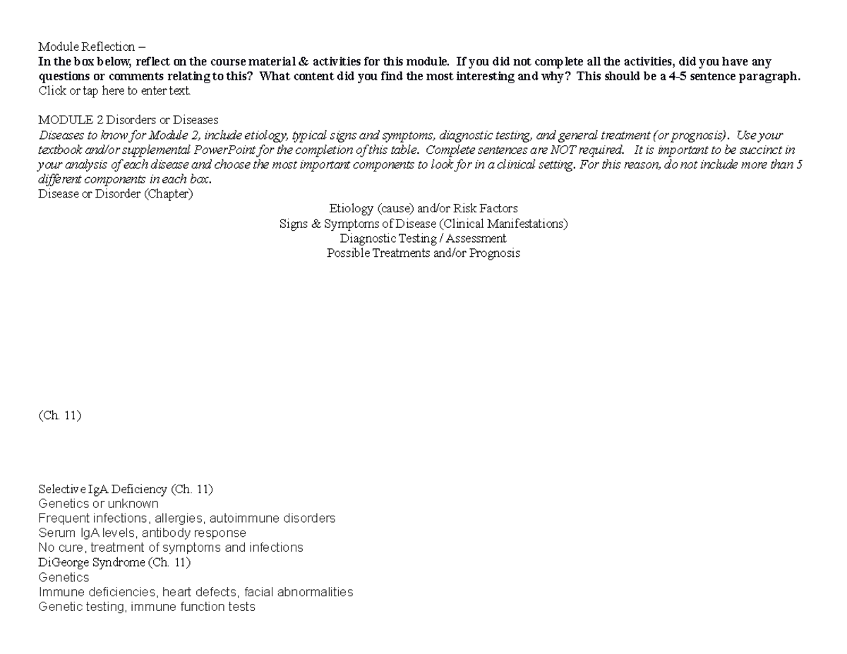 Mod 2 learning guide - Module Reflection – In the box below, reflect on ...