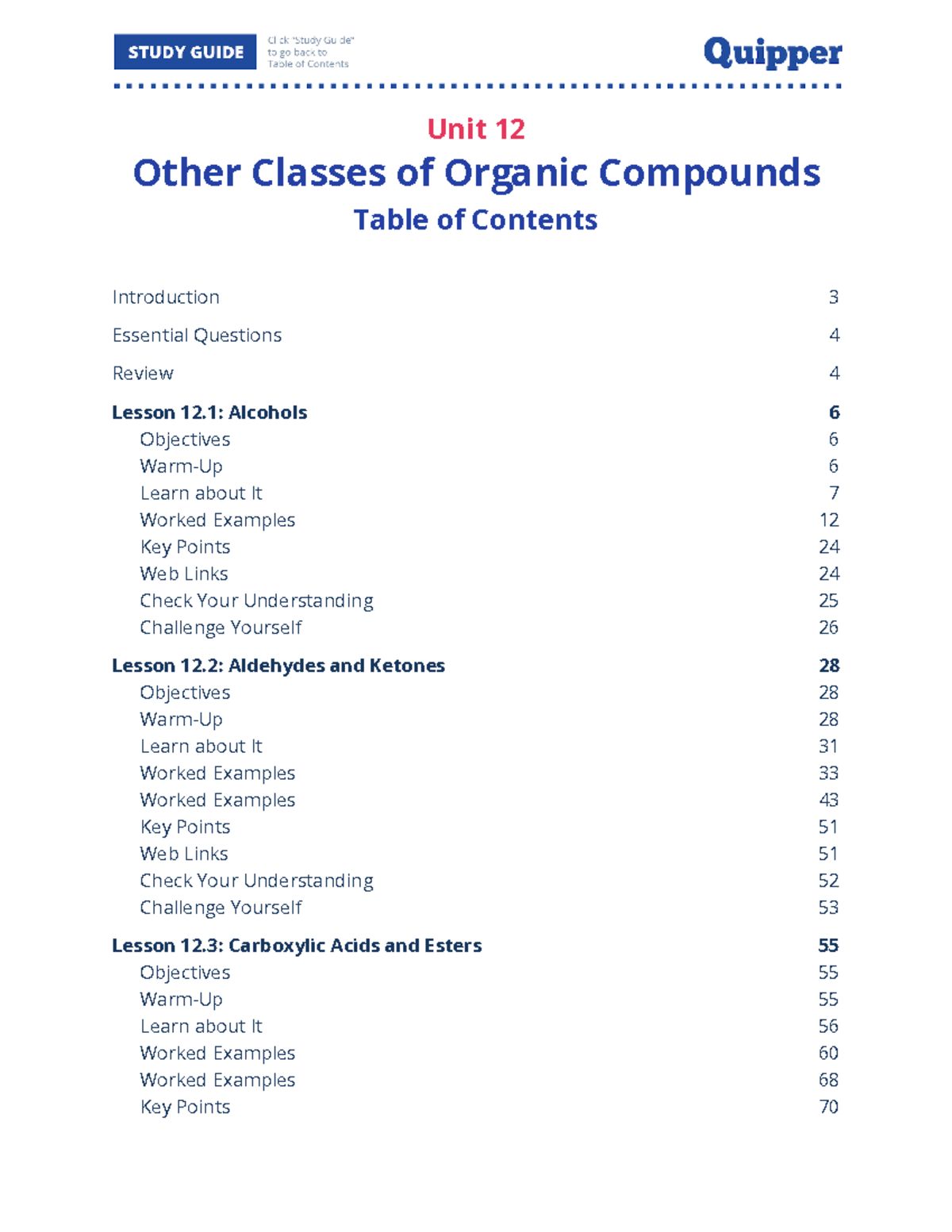 12. Science 9 Unit 12 Other Classes of Organic Compounds (Study Guide ...