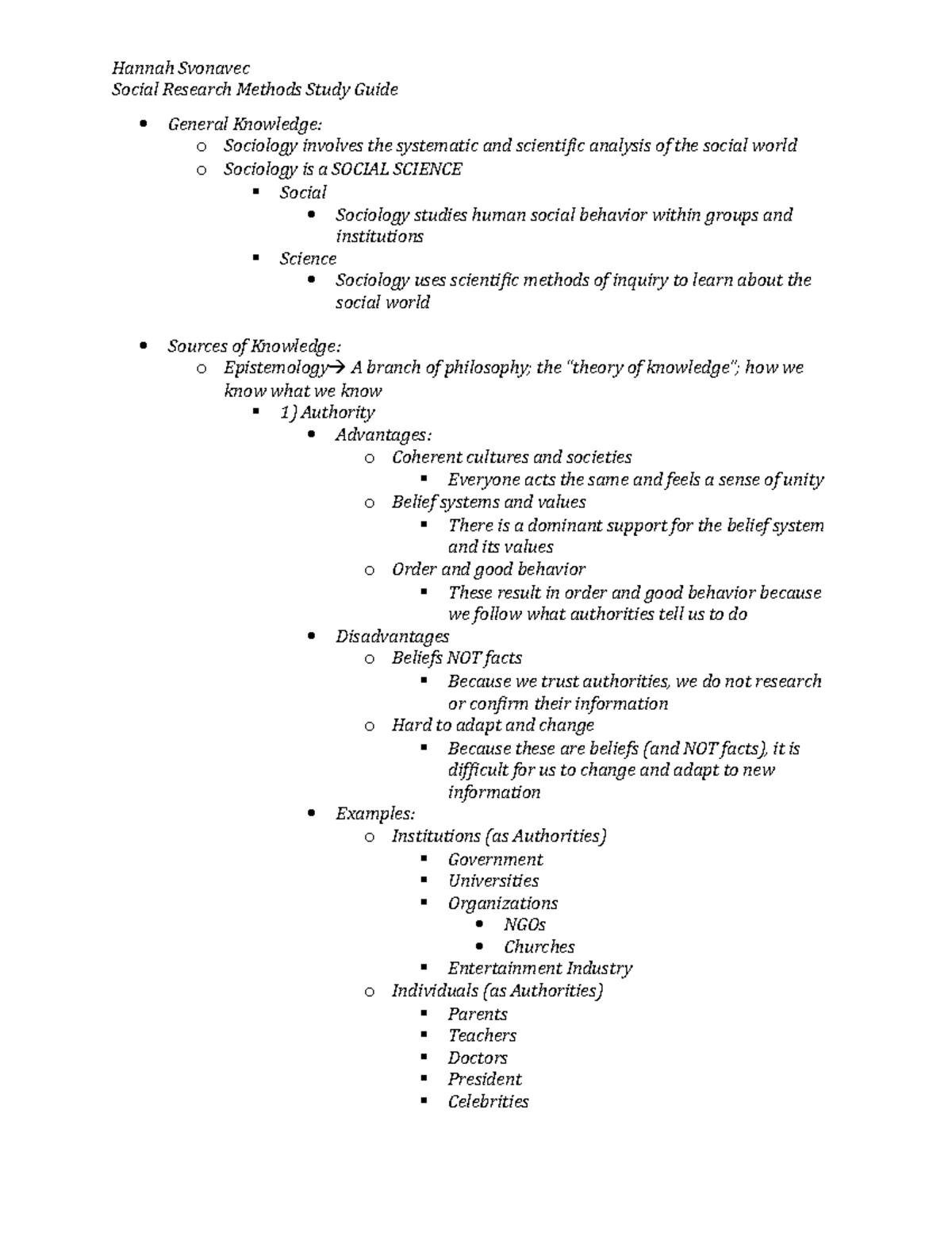Midterm study guide - Summary Social Research Methods - Hannah Svonavec ...