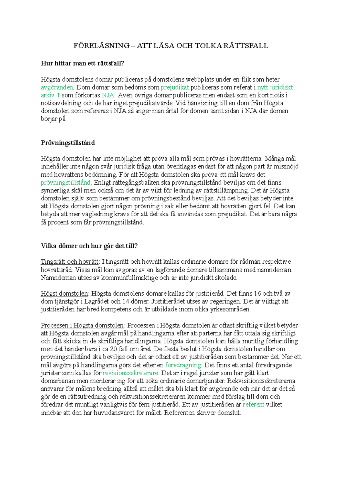 ATT Tolka Rättsfall - FÖRELÄSNING – ATT LÄSA OCH TOLKA RÄTTSFALL Hur ...