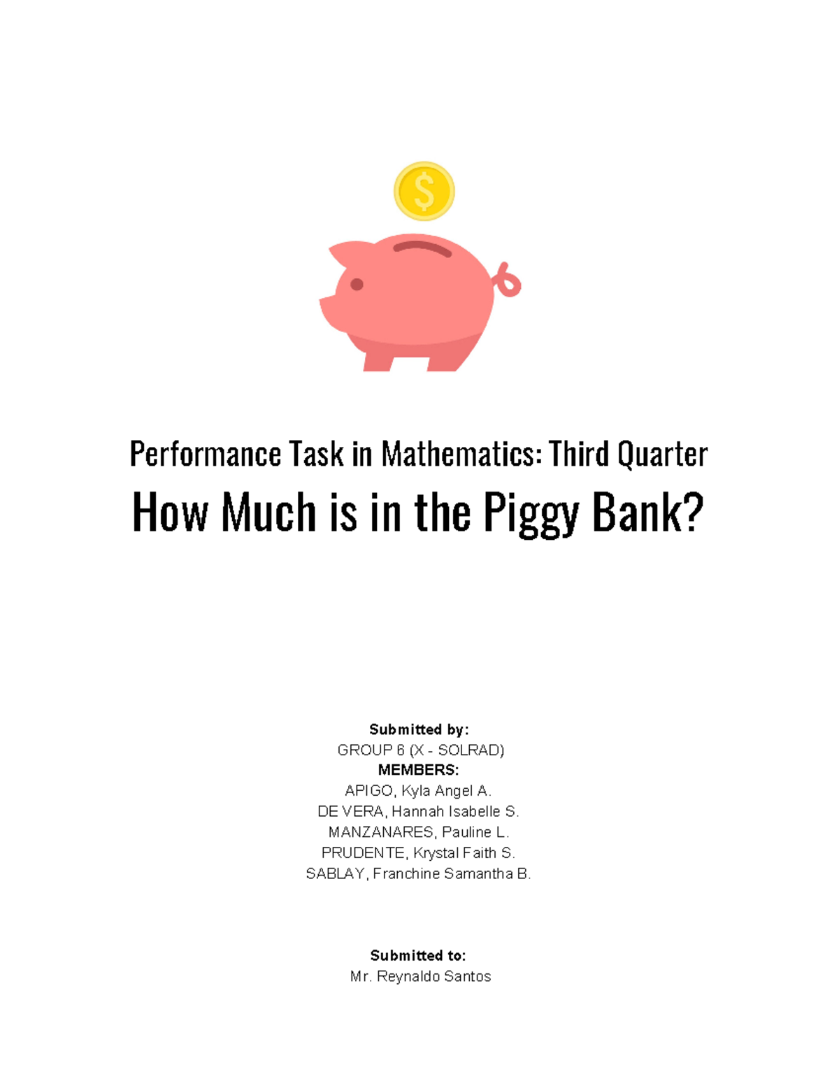 Mathematics Performance Task - Performance Task in Mathematics: Third ...