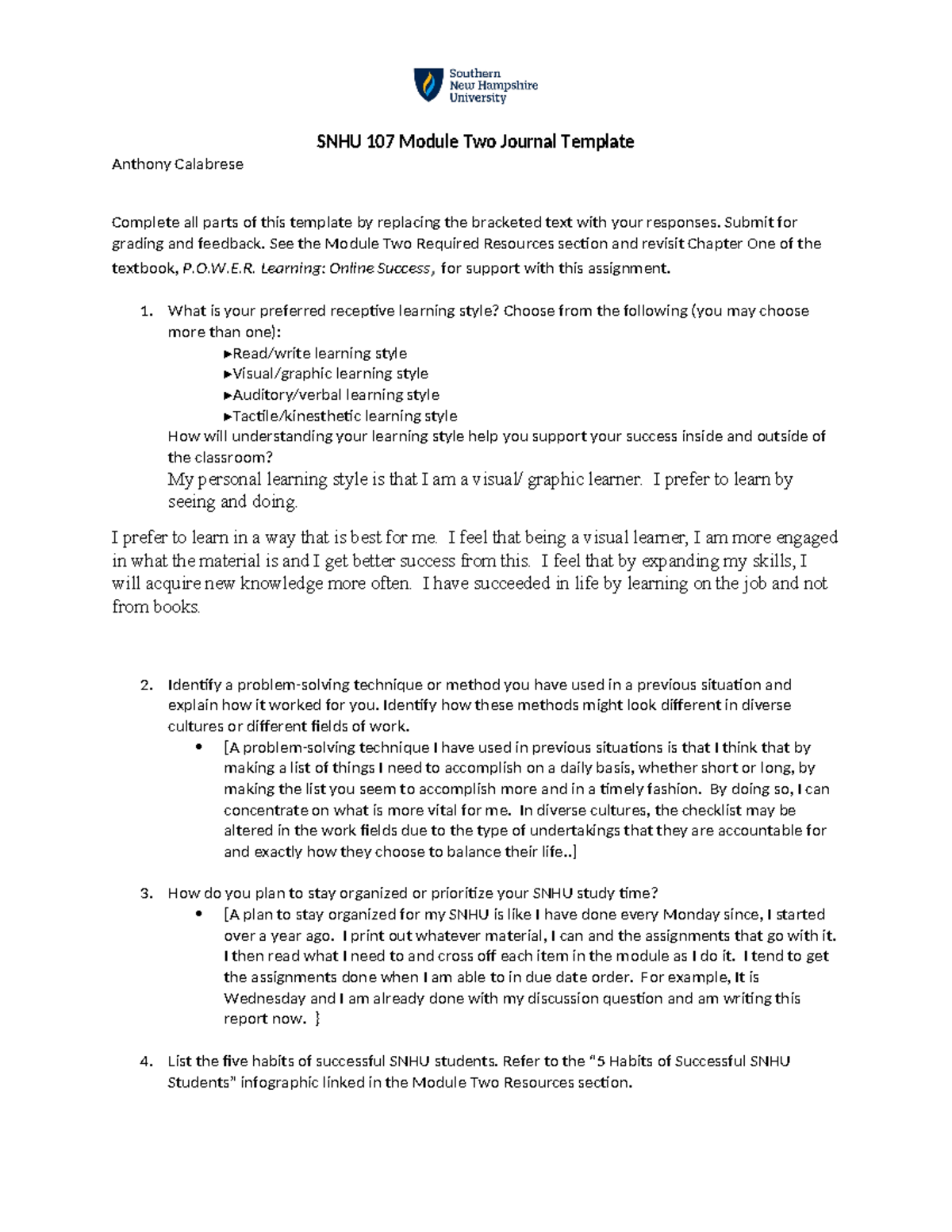 SNHU 107 Module Two Journal Template - SNHU 107 Module Two Journal ...
