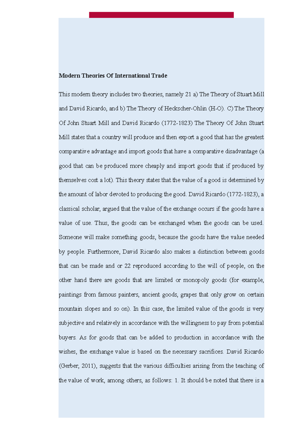 Notes Economics - Modern Theories Of International Trade - Modern ...