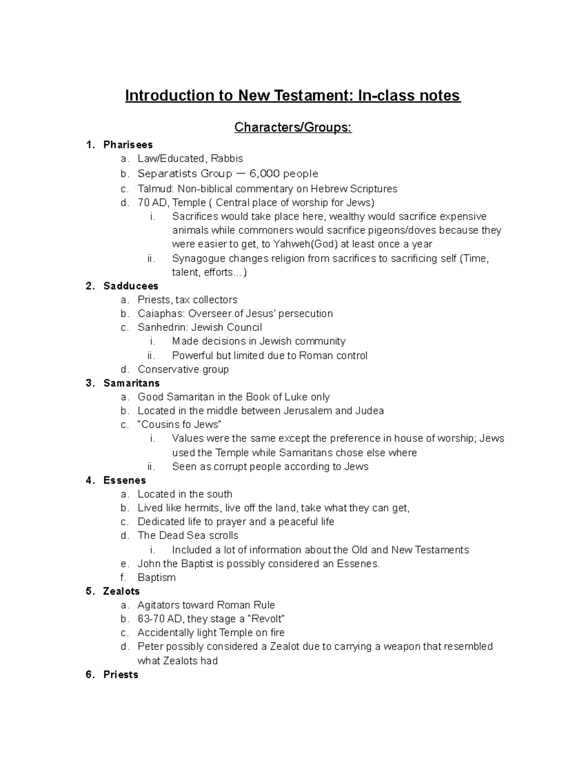 Introduction to New Testament Chapter 1 In-class notes - Introduction ...