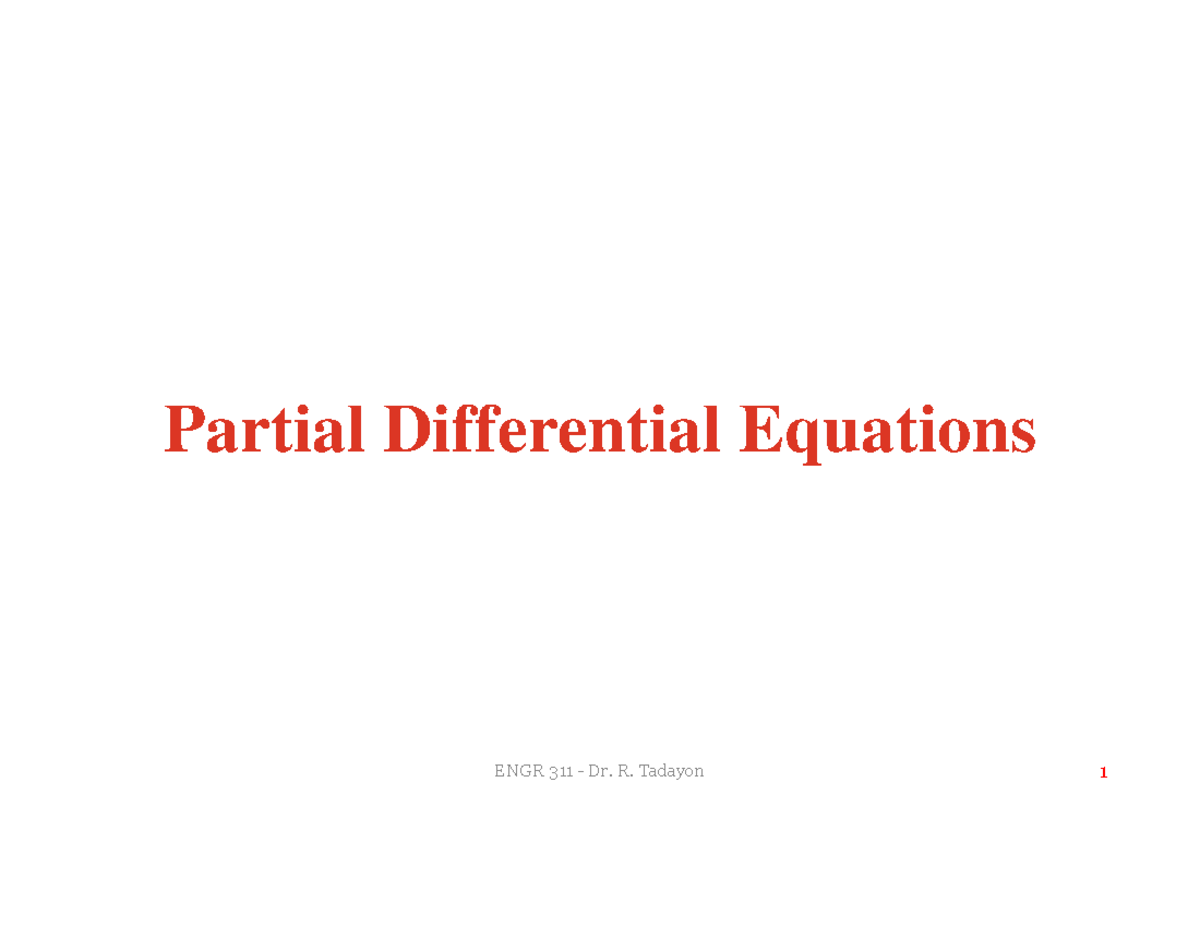 3 - Partial Differential Equations - Parts 1 and 2 - Partial ...