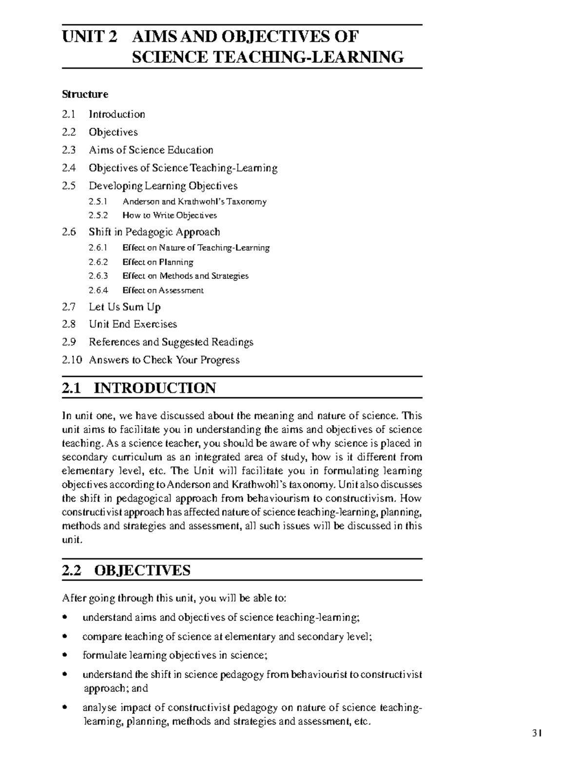 Science teaching - Science: Perspective and UNIT 2 AIMS AND OBJECTIVES ...