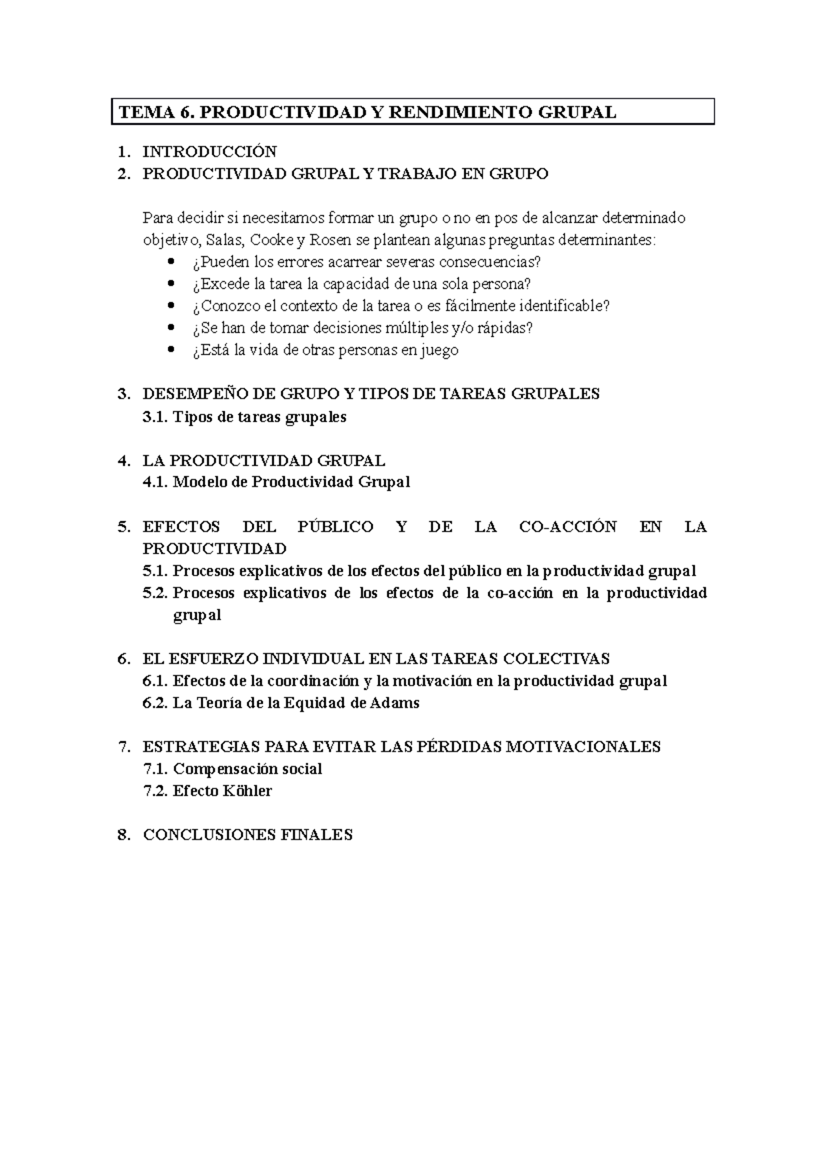 TEMA 6 - RESUMEN TEMA 6. PSICOLOGÍA DE LOS GRUPOS. UNED - TEMA 6 ...