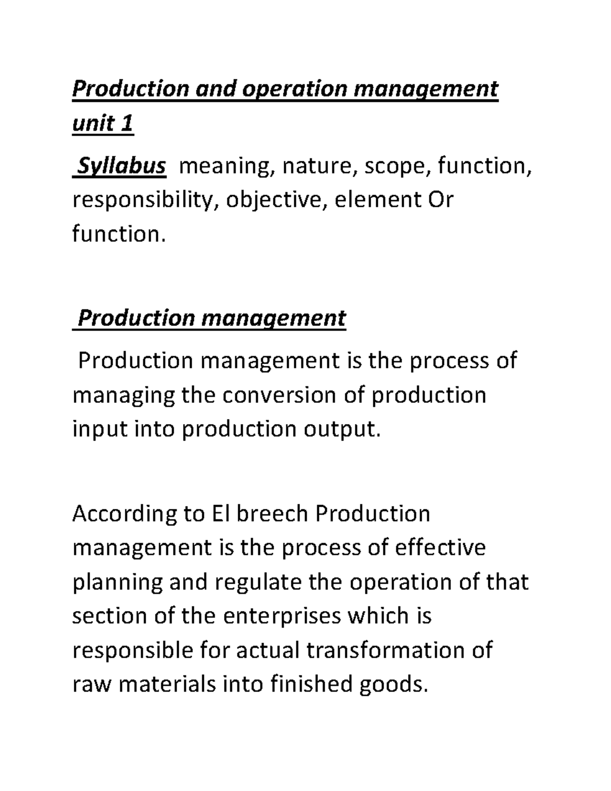 Production unit 1 - these notes are easy and contain all the topics ...