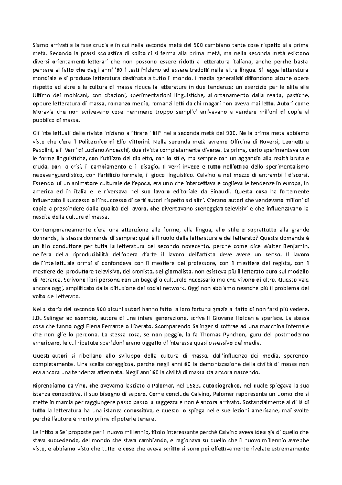 Lezione 8, letteratura italiana contemporanea - Siamo arrivati alla ...