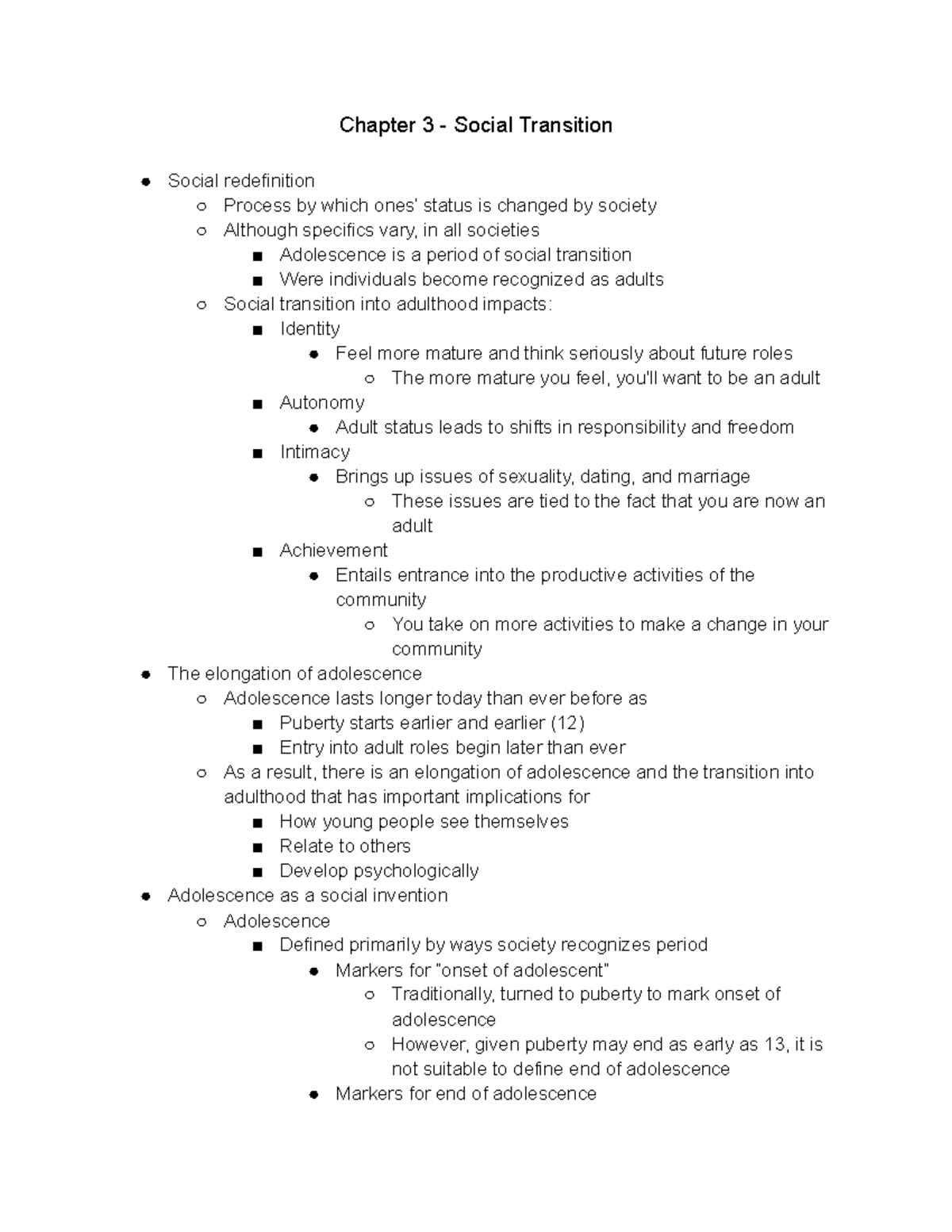 Chapter 3 - Social Transition - Chapter 3 - Social Transition Social ...